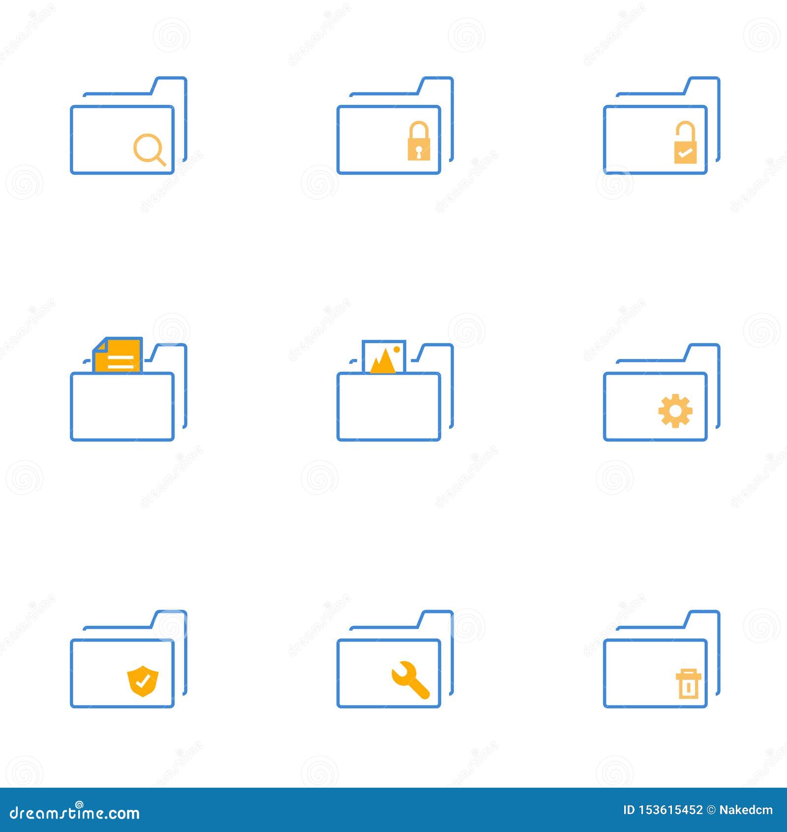 Folder simple line icons stock vector. Illustration of paper - 153615452