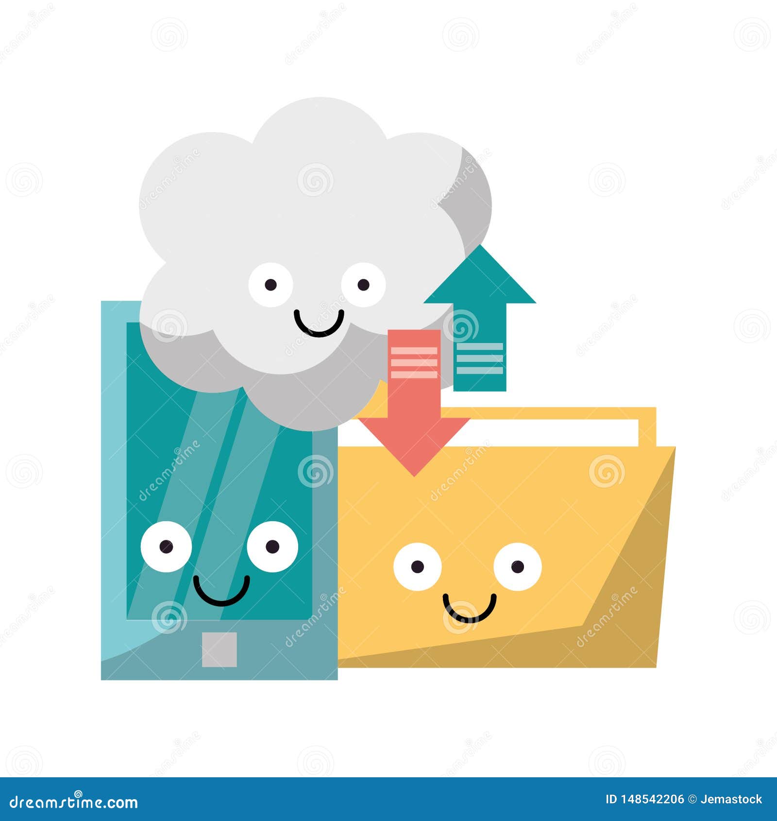 Folder and Smartphone with Cloud Computing Vector Illustration Stock Vector - Illustration of ...