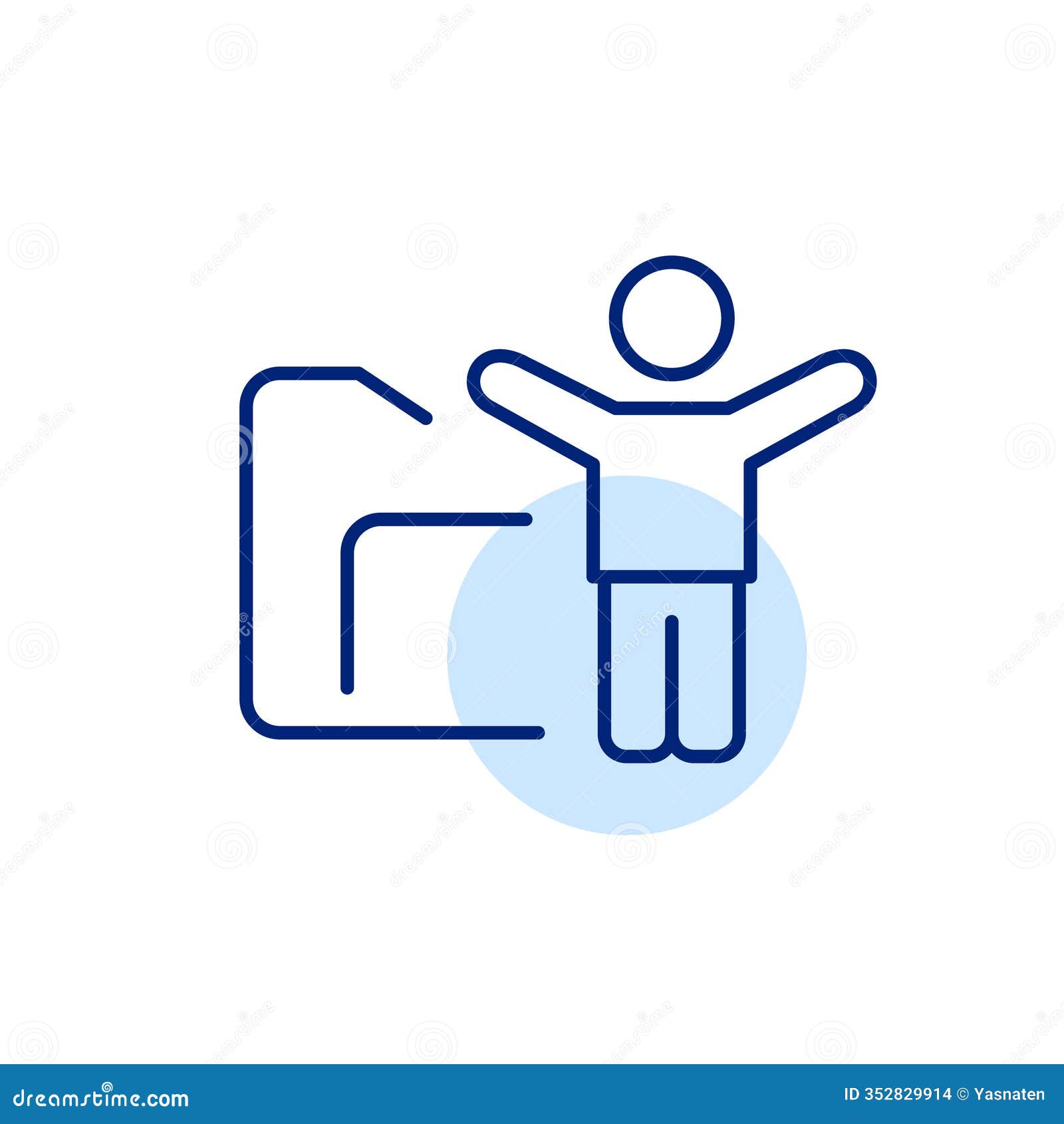 Folder and Stick Figure with Arms Raised Up. Personal Profile. Secure ...
