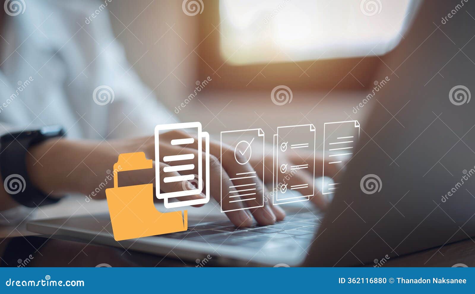 Folder Stored in Document Management System DMS Server. Businessman ...
