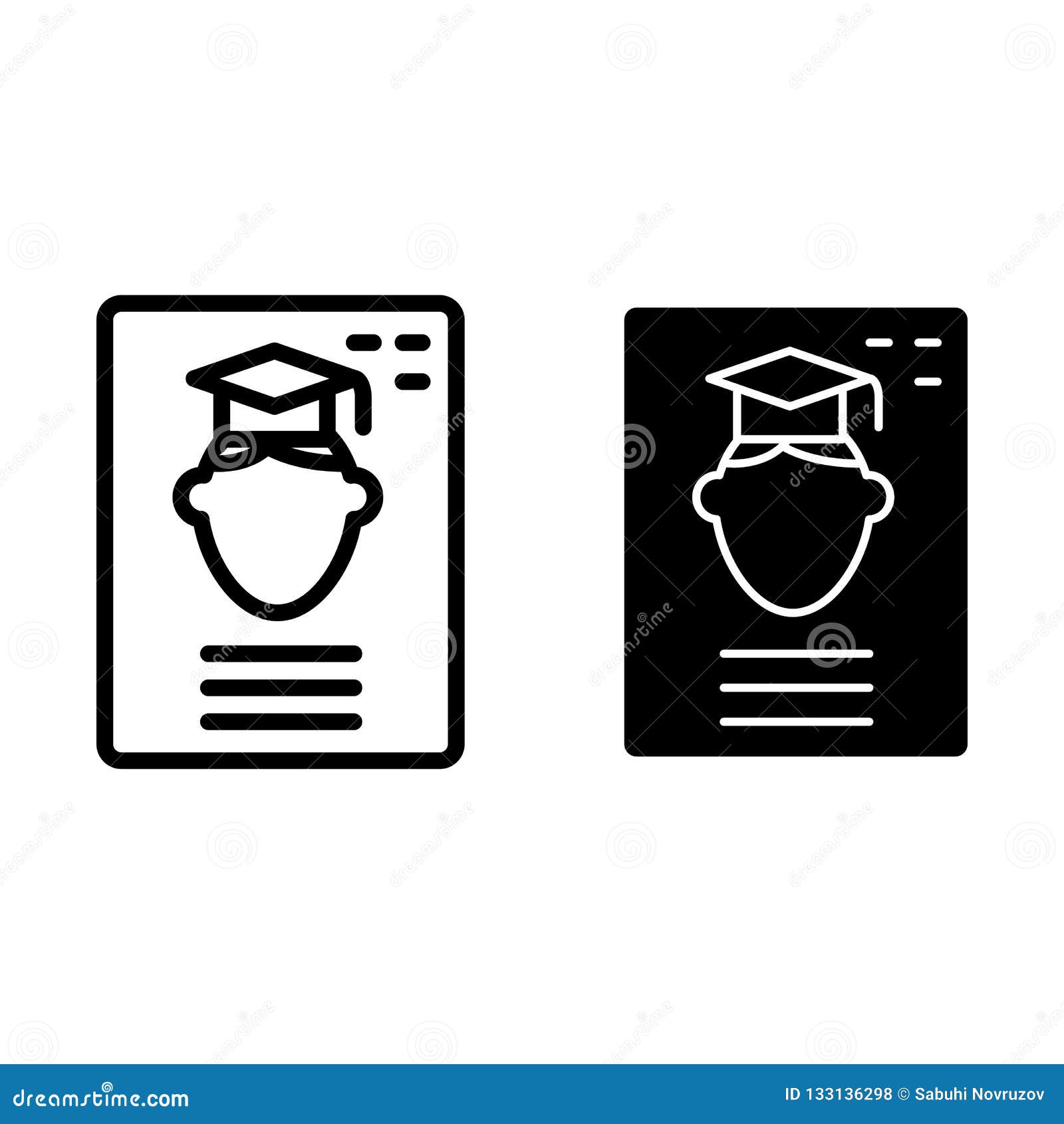 Folder with a Student Line and Glyph Icon. Graduate File Vector ...