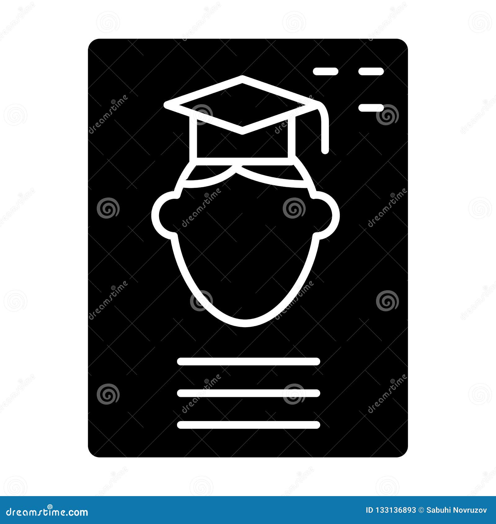 Folder with a Student Solid Icon. Graduate File Vector Illustration ...