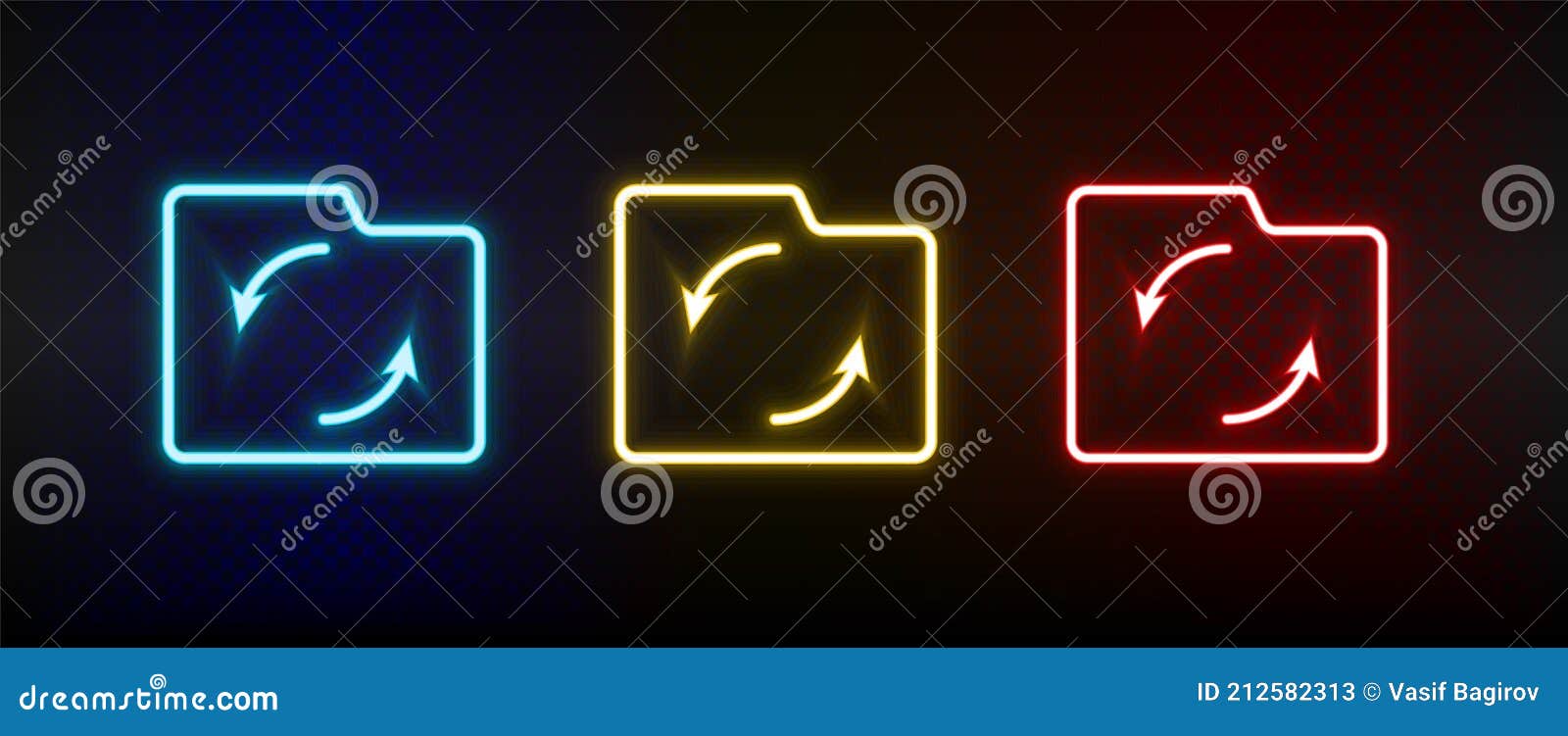 Folder, Sync Neon Icon Set. Set of Red, Blue, Yellow Neon Vector Icon ...