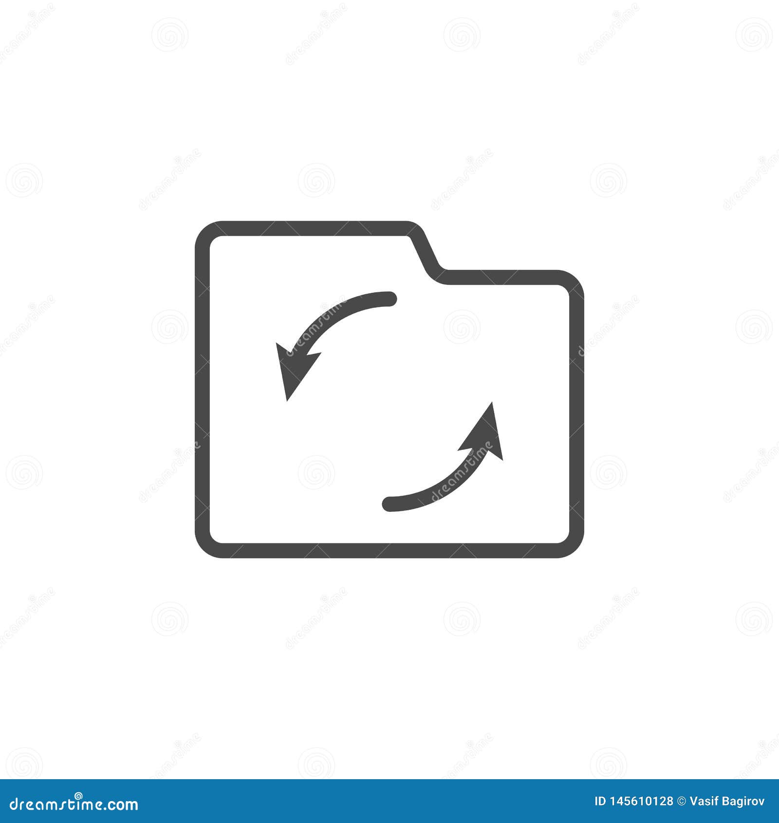 Folder Sync Icon Black And White Vector Outline Sign | CartoonDealer ...