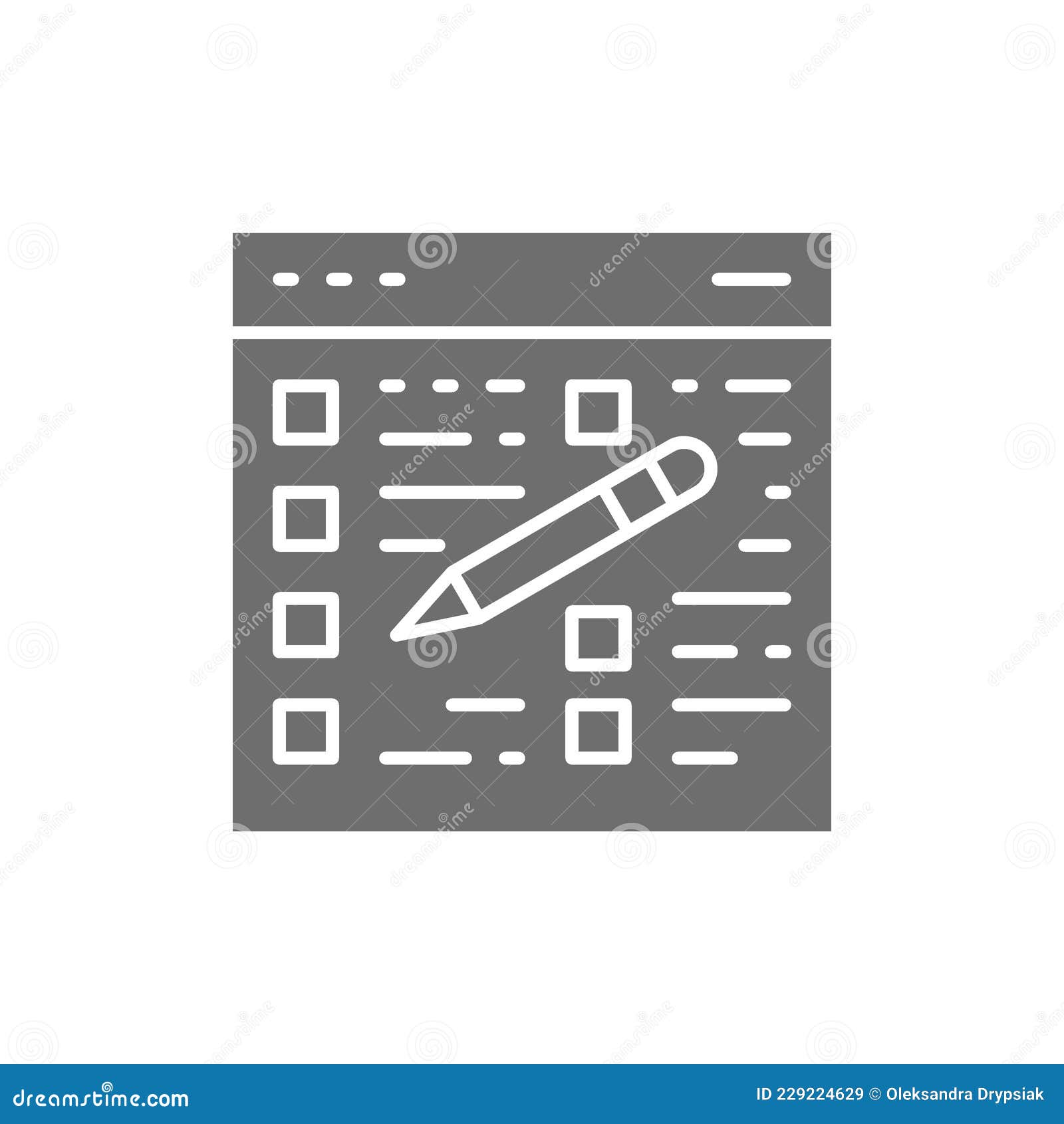 Folder Tablet with Pencil, Clipboard, Checklist Grey Icon. Stock ...