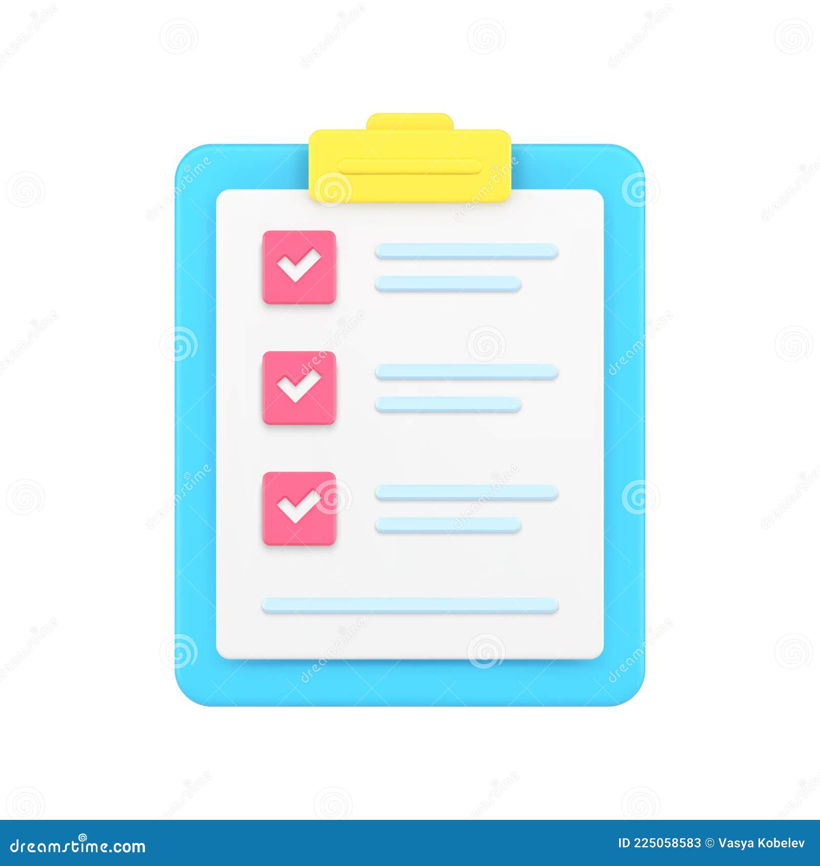 Folder Tablet with Tests 3d Icon. Questionnaire Sheet with Text and ...