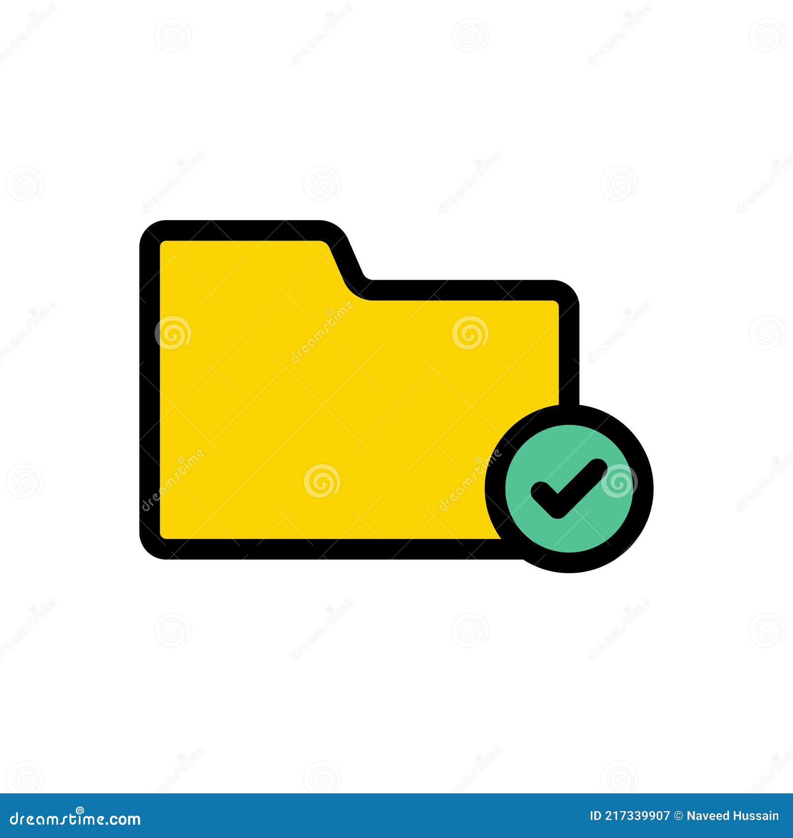 Folder With Tick Line Icon. Ready Sign On Folder Vector Illustration ...