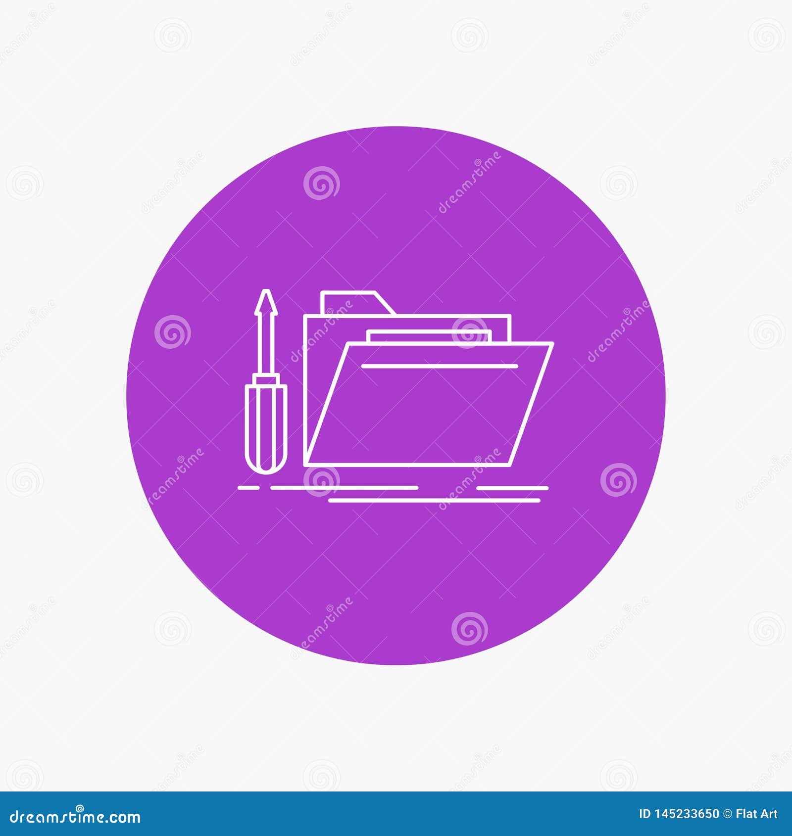 Folder, Tool, Repair, Resource, Service White Line Icon in Circle ...