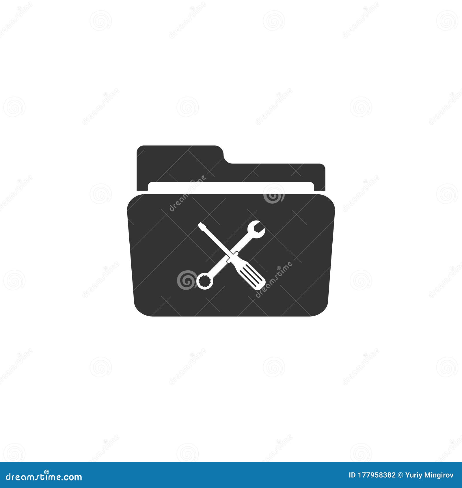 Folder and Tools or Settings Icon Isolated. Folder with Wrench and ...