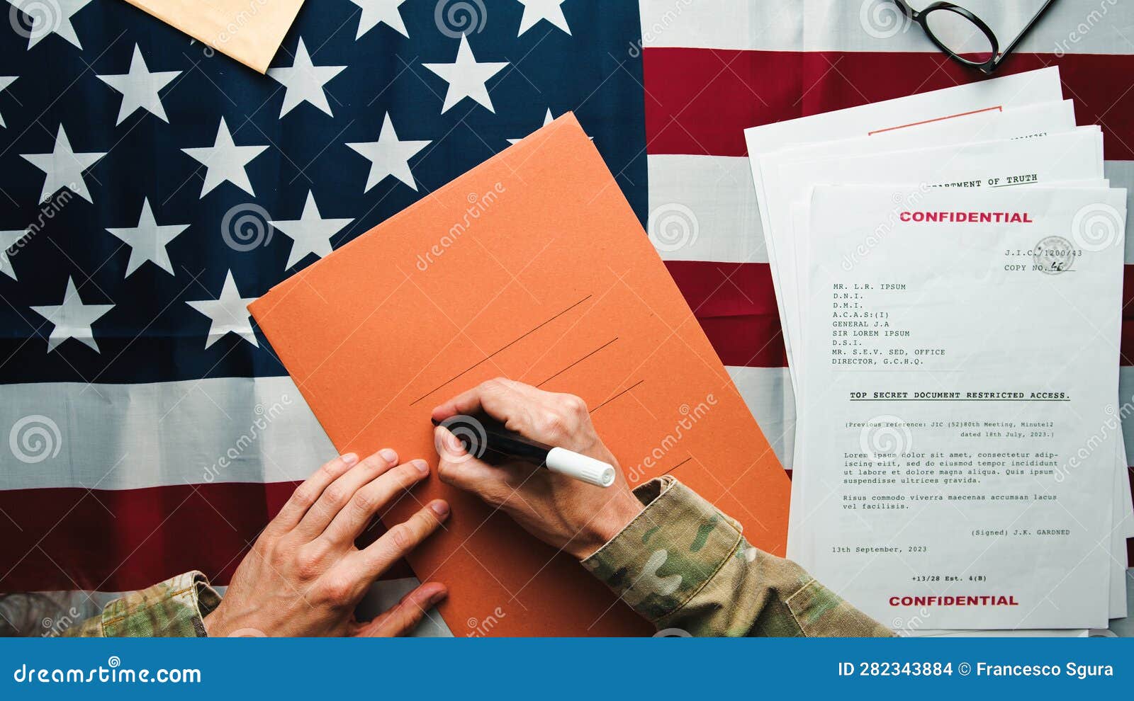 Folder with Top Secret Documents on Usa Flag. Stock Photo - Image of ...