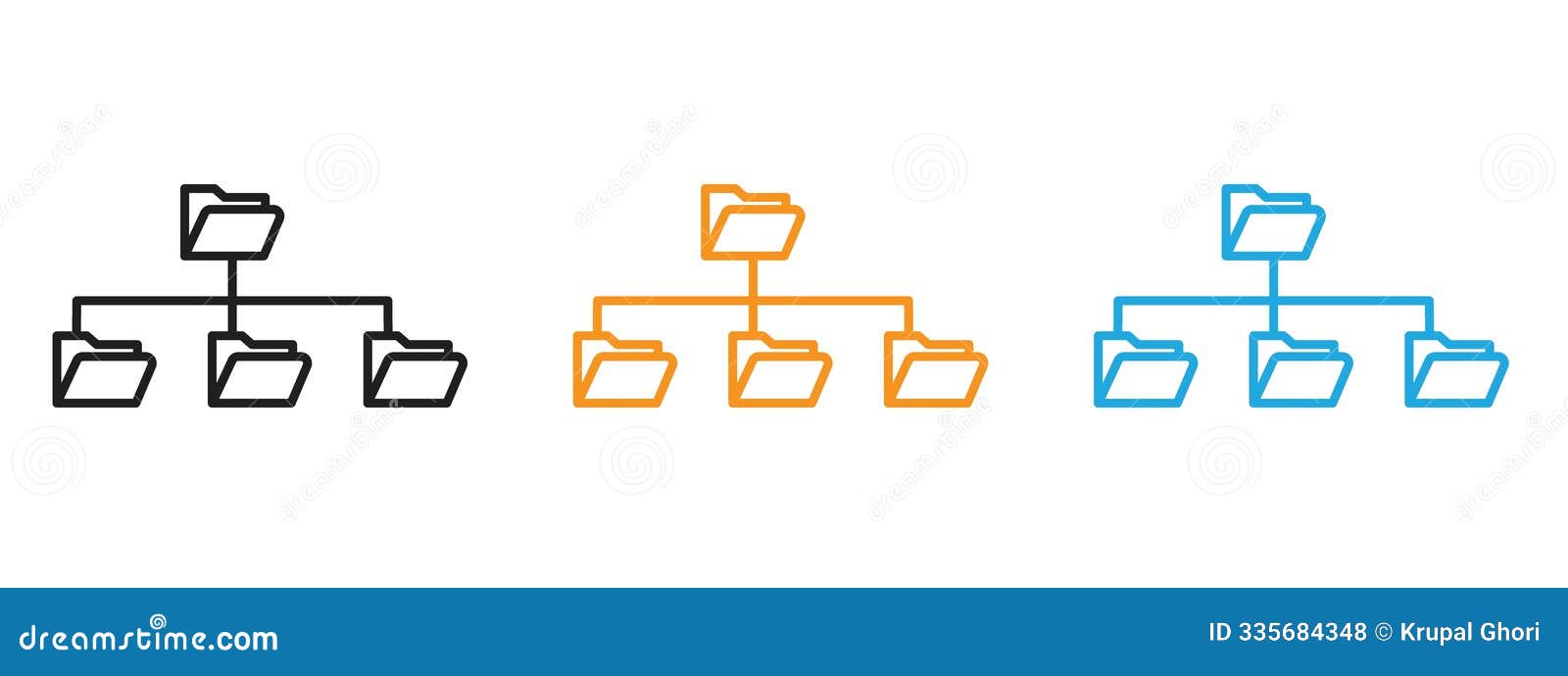 Folder Tree Icon Thin Line Illustration Set Stock Vector - Illustration ...