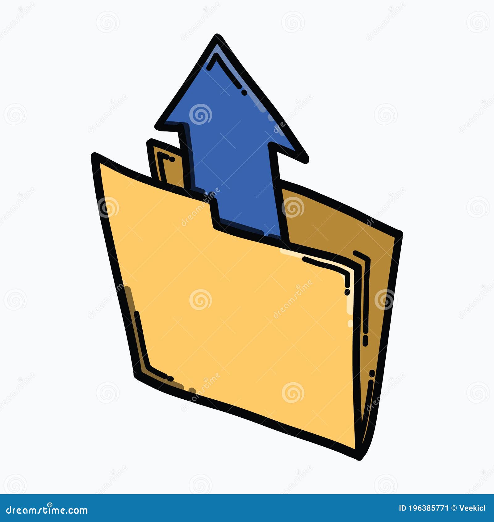 Folder Upload Color Vector Icon. Drawing Sketch Illustration Hand Drawn ...