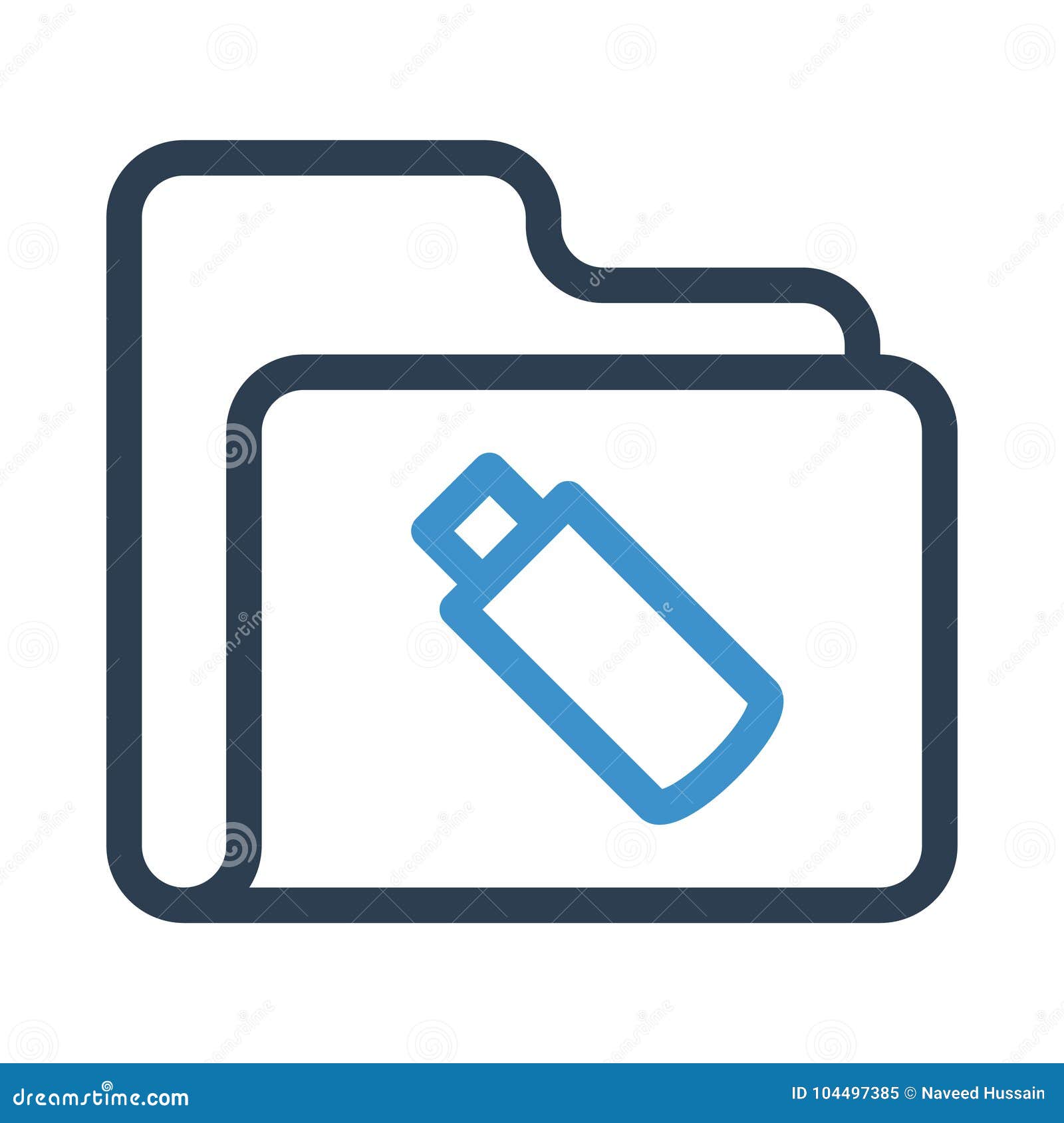 Folder usb Line icon stock vector. Illustration of thin - 104497385