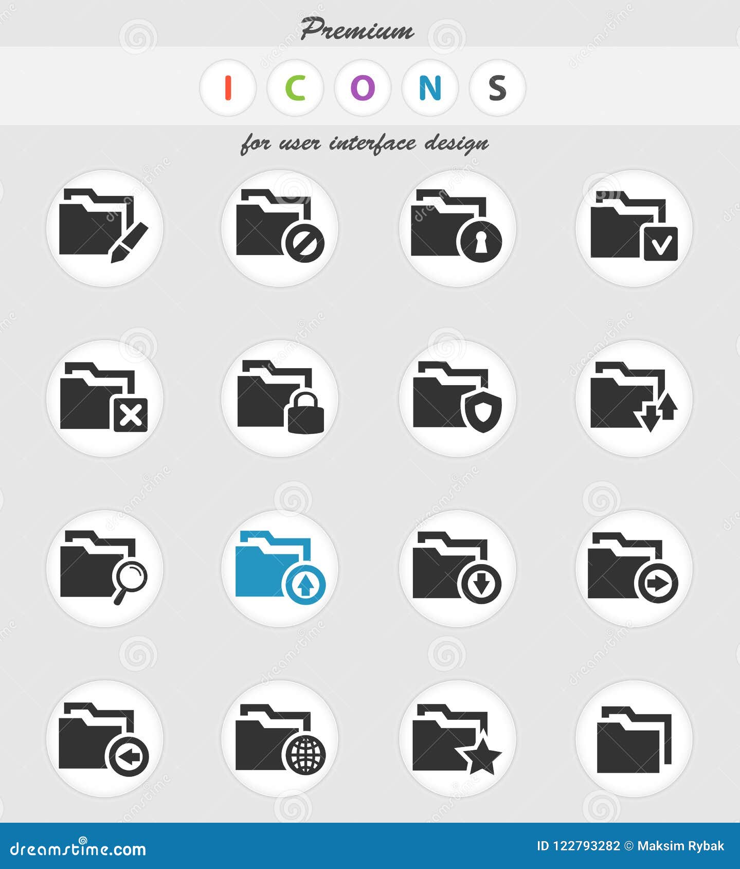 Folder icon set stock vector. Illustration of network - 122793282