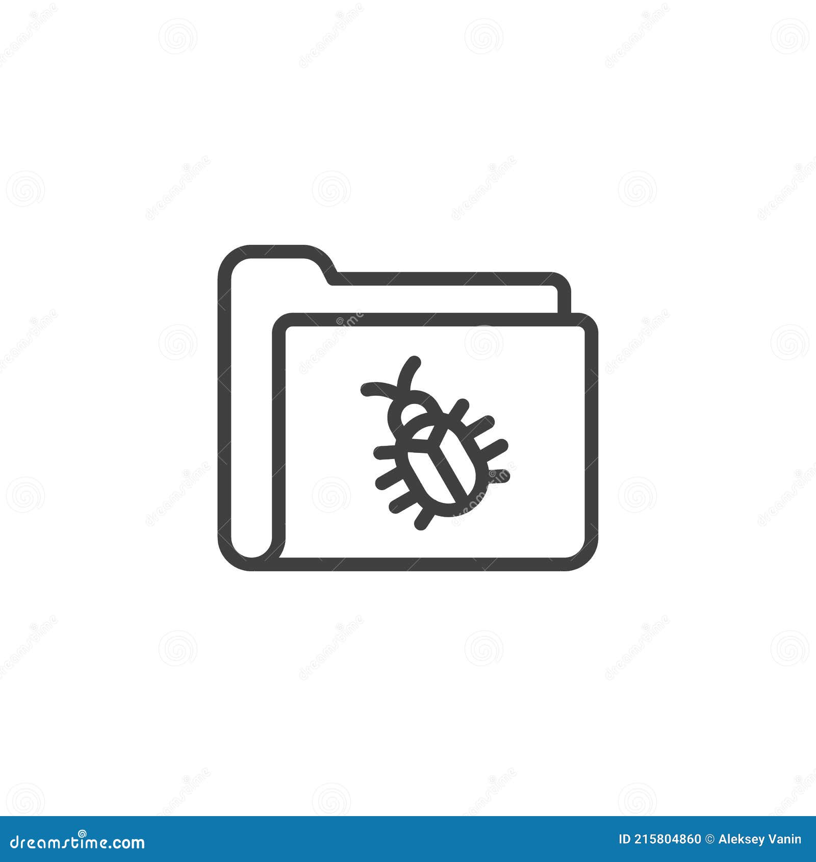Folder virus bug line icon stock vector. Illustration of outline ...