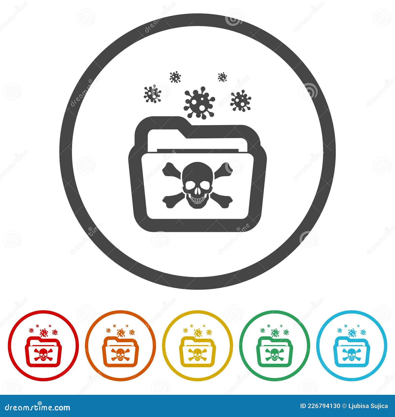 Folder with Virus Sign Ring Icon Stock Vector - Illustration of ...