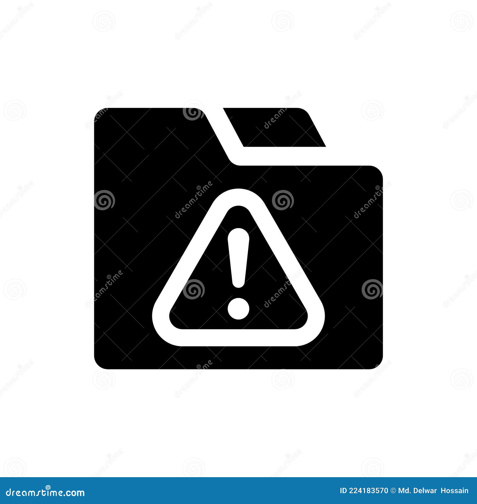 Folder warning icon stock vector. Illustration of sign - 224183570
