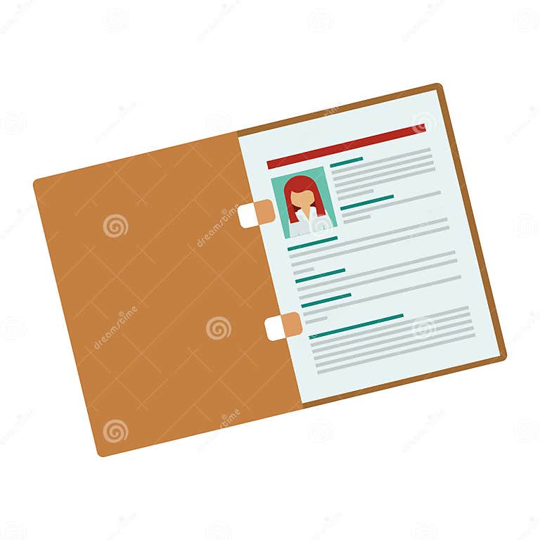 Folder with Woman Curriculum Vitae Stock Vector - Illustration of ...