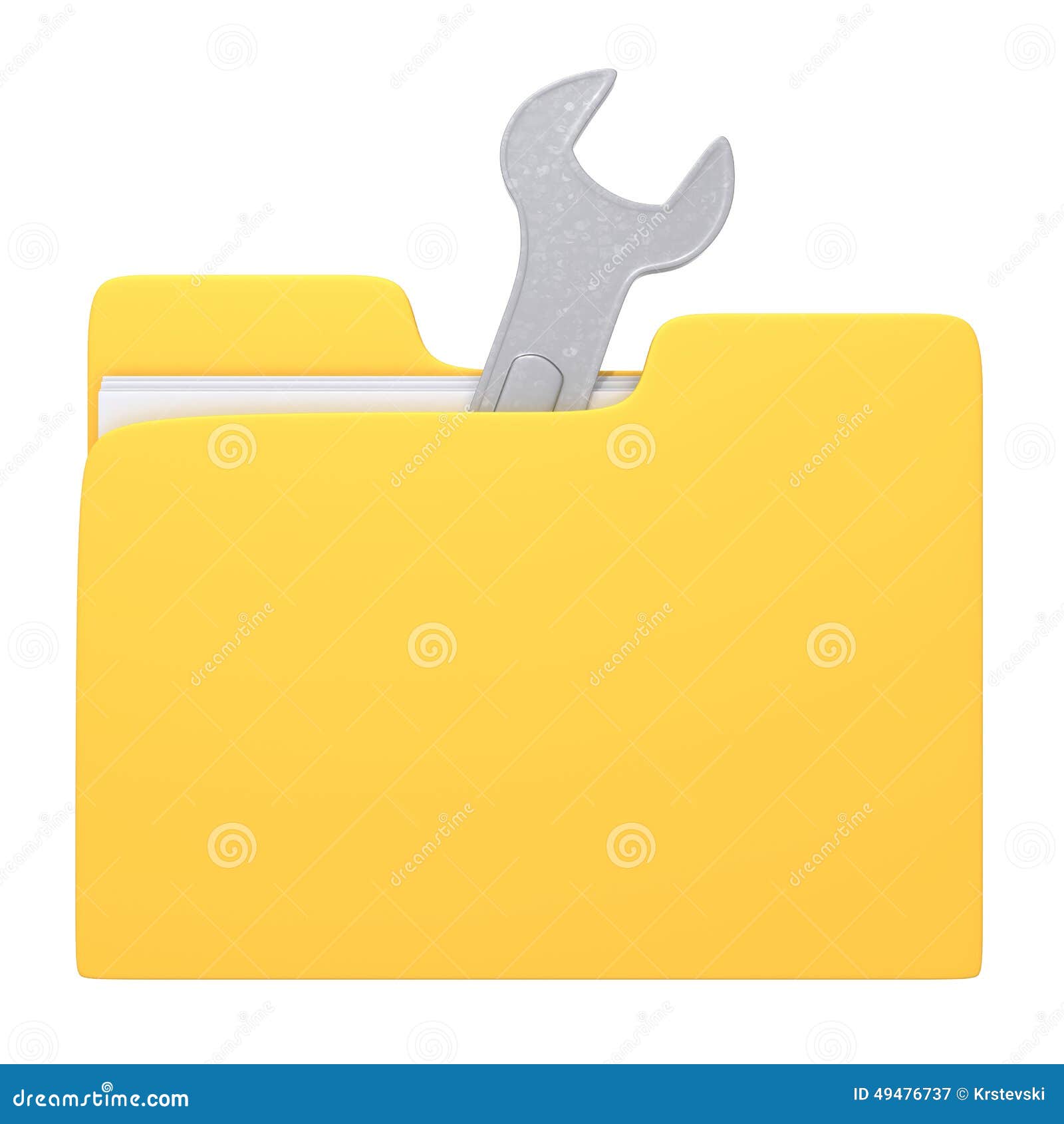 Folder and Wrench 3d Illustration Stock Illustration - Illustration of ...