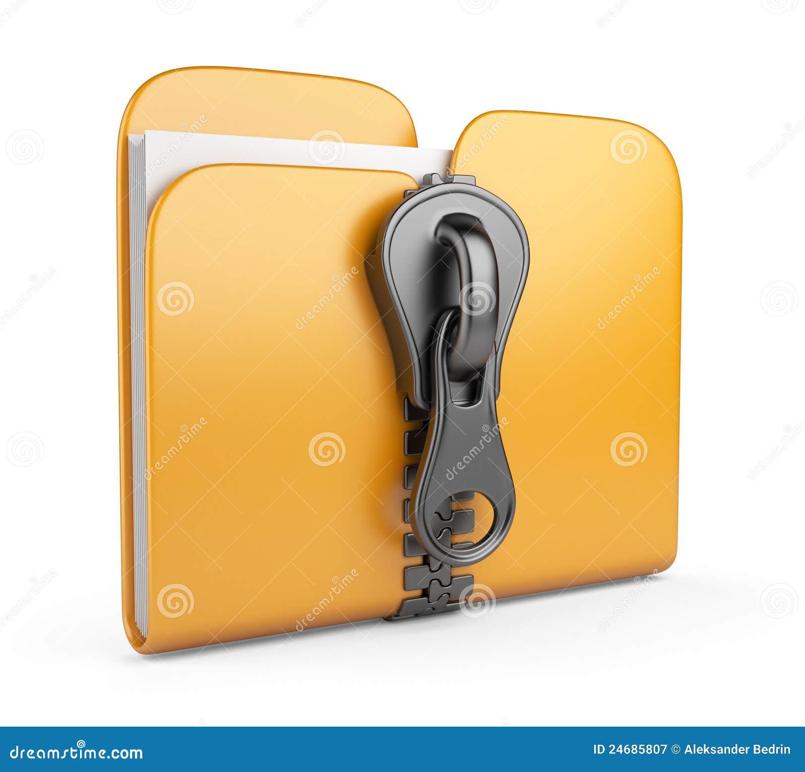 Folder with Zip 3D. Compression of Data Stock Illustration ...