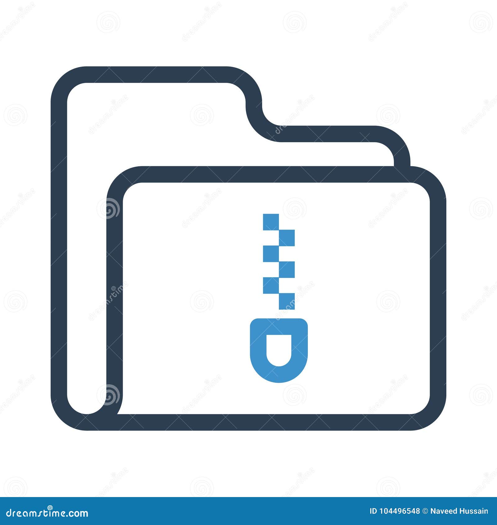 Folder zip line icon stock vector. Illustration of flat - 104496548