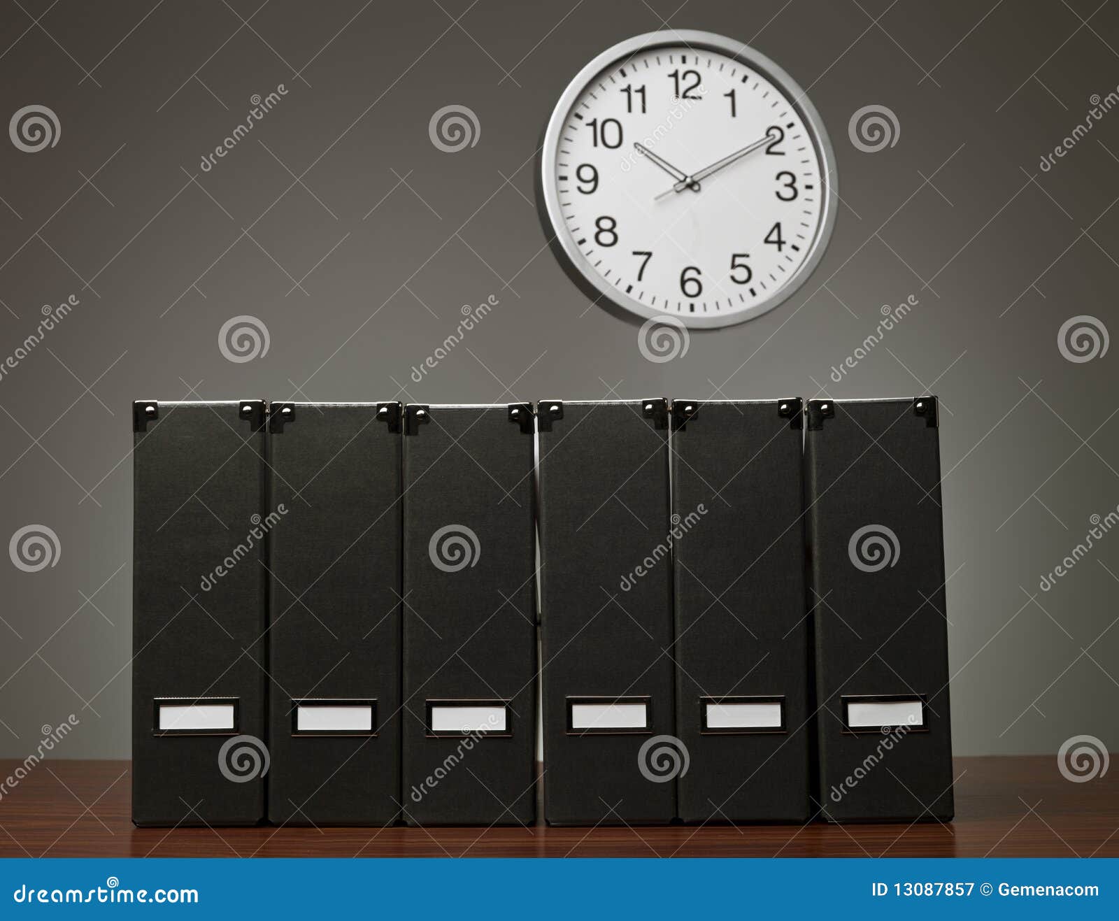 Folders and clock stock image. Image of interior, clip - 13087857