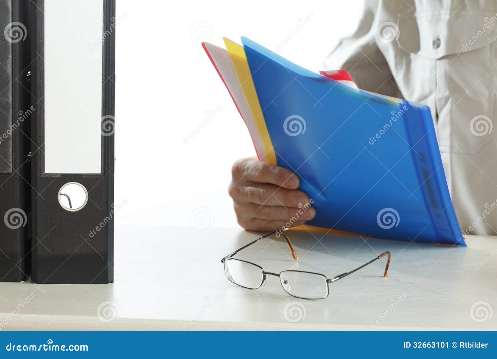 Folders on desk stock image. Image of colleague, education - 32663101