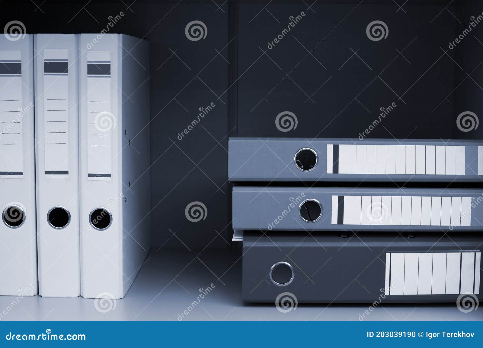 Folders for Documents on Book Shelf Stock Photo - Image of bookshelf ...