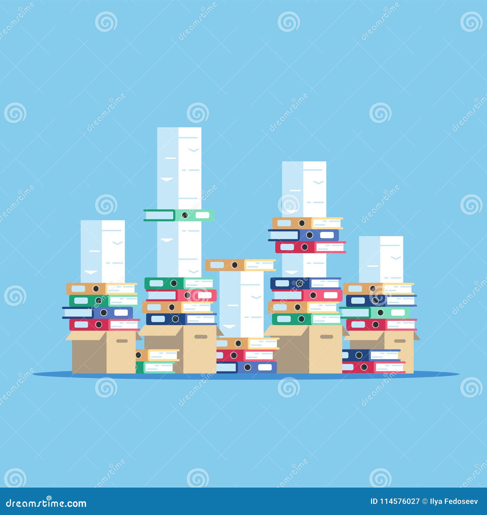 Folders and documents stock vector. Illustration of object - 114576027