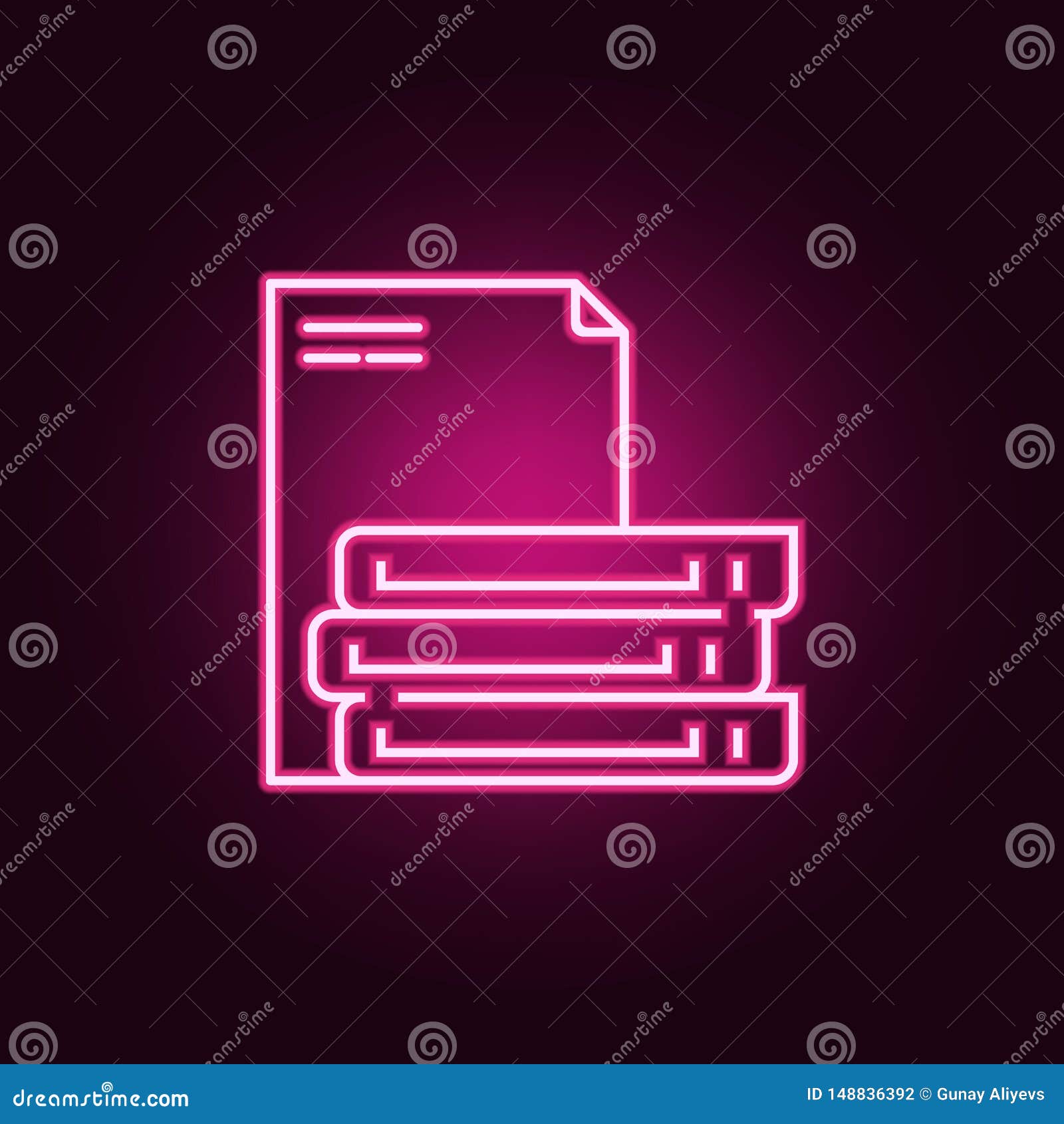 Folders with Documents Neon Icon. Elements of Web Set Stock ...