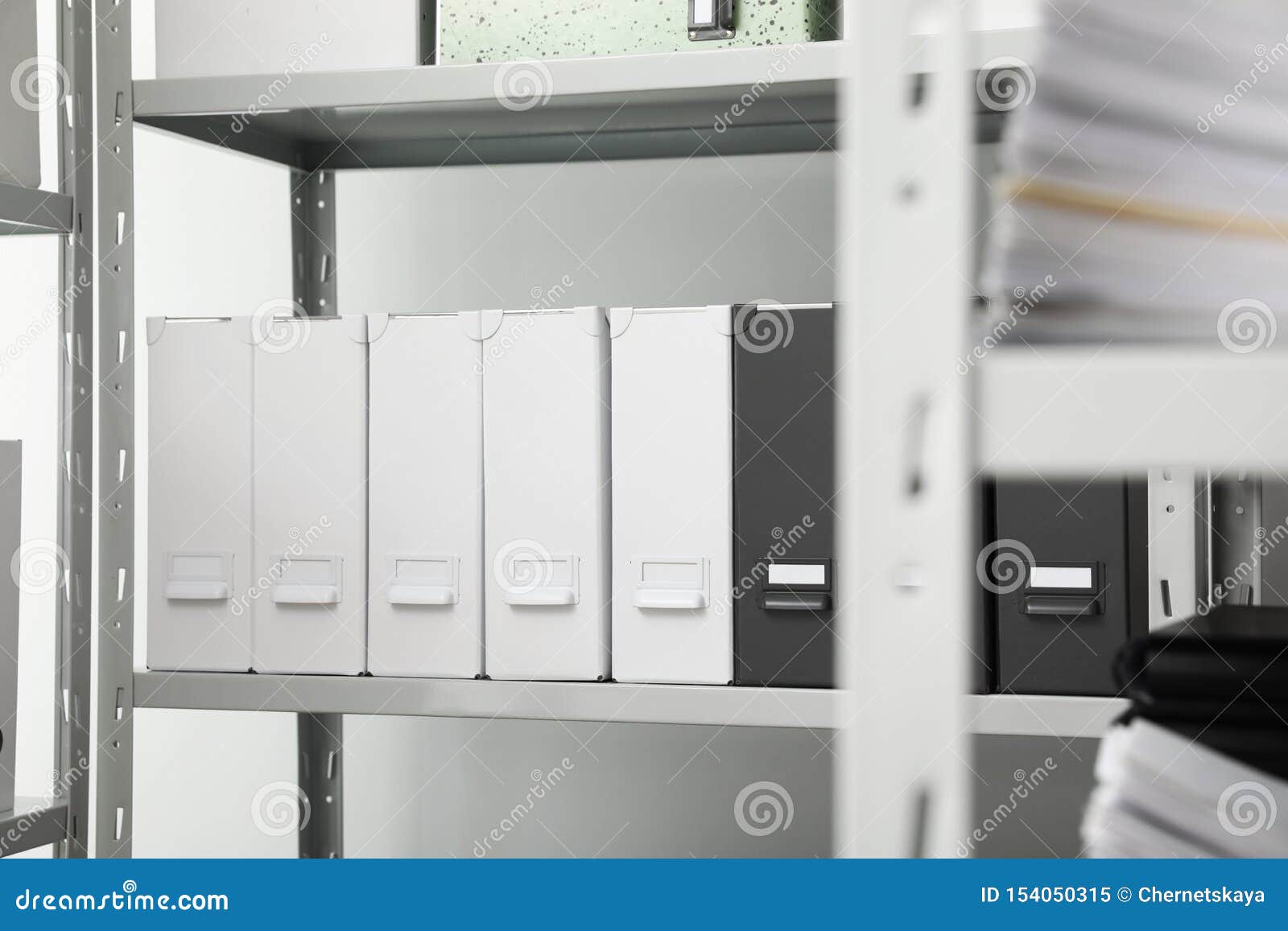 Folders with Documents on Shelf Stock Image - Image of papers, economy ...
