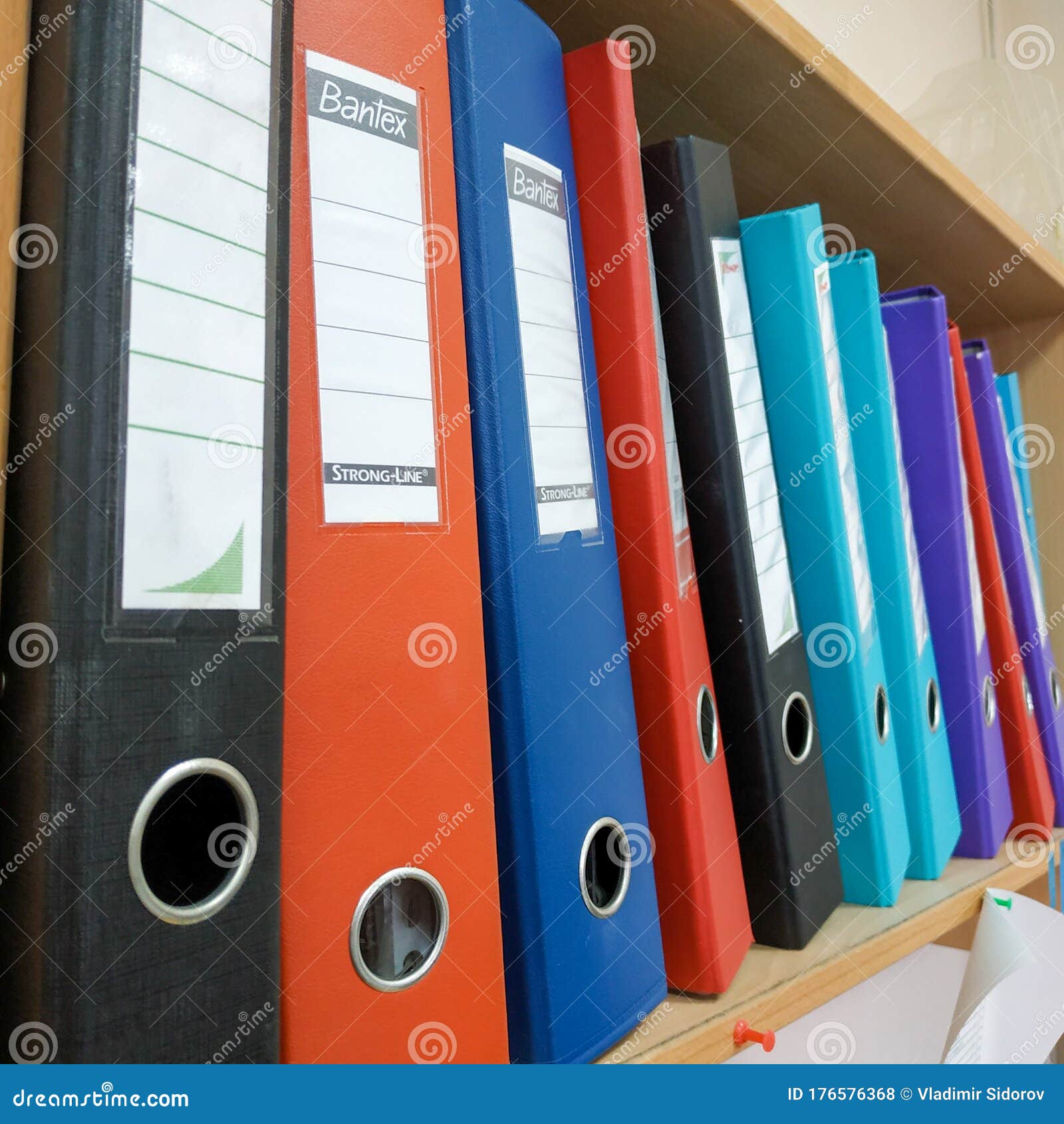 Folders with Documents on the Shelf Stock Photo - Image of work ...