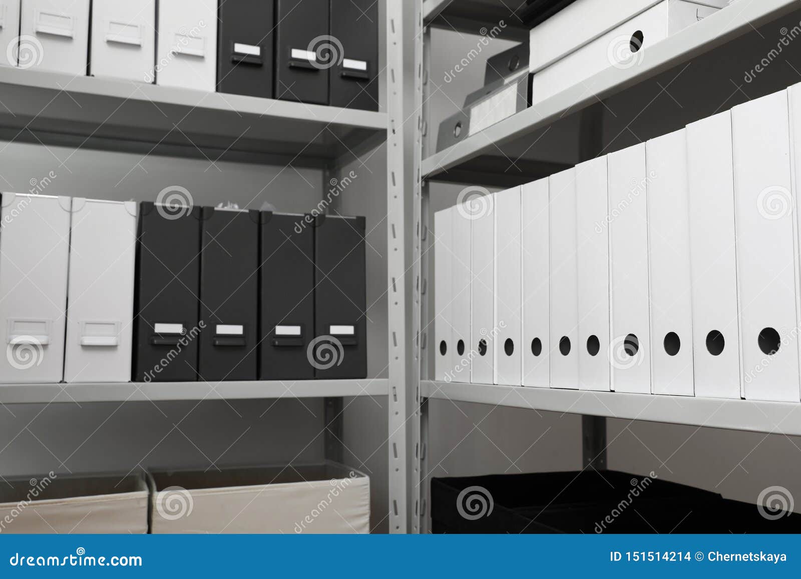 Folders with Documents on Shelves Stock Photo - Image of folder ...