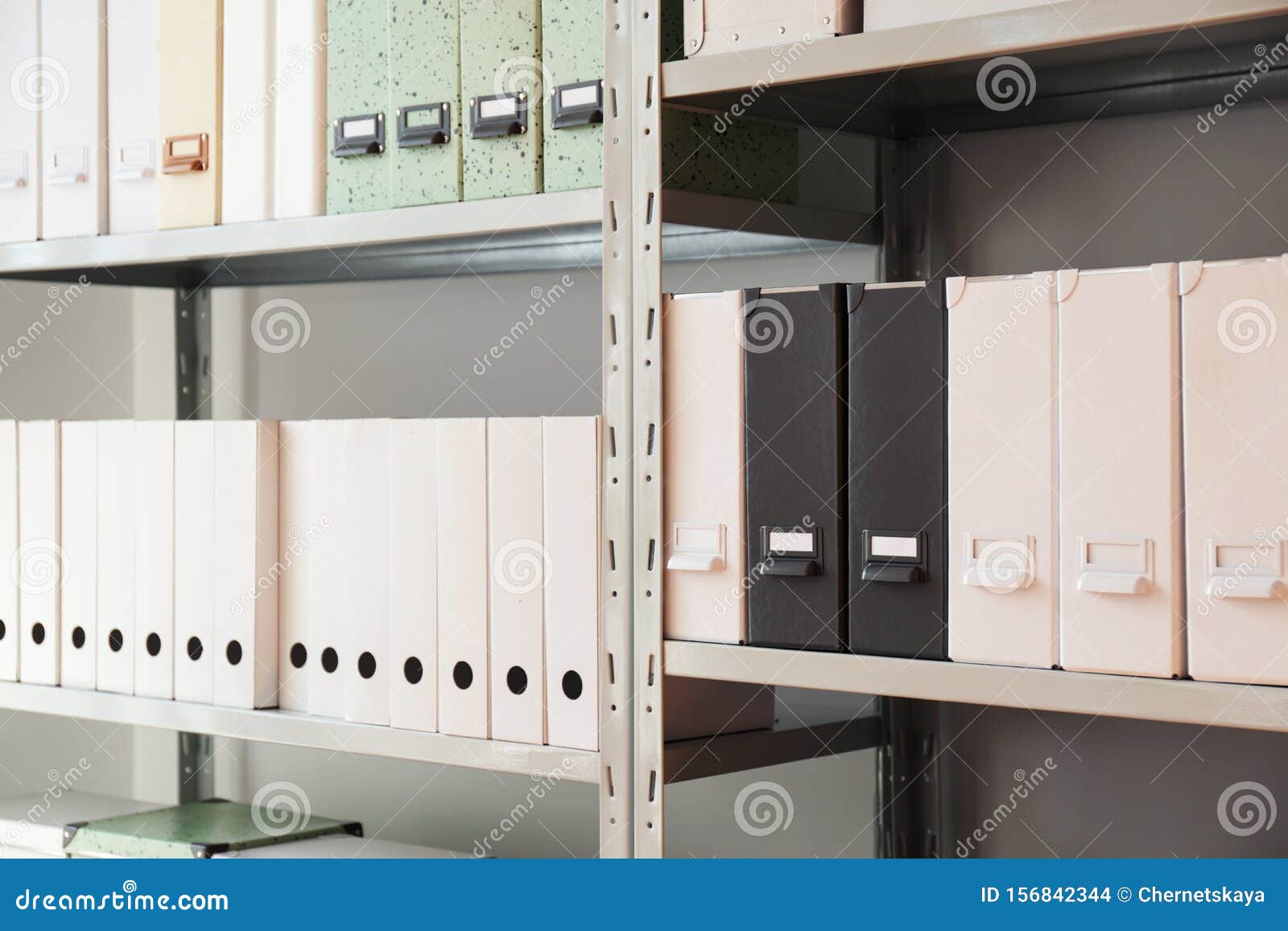 Folders with Documents on Shelves in Archive Stock Photo - Image of ...
