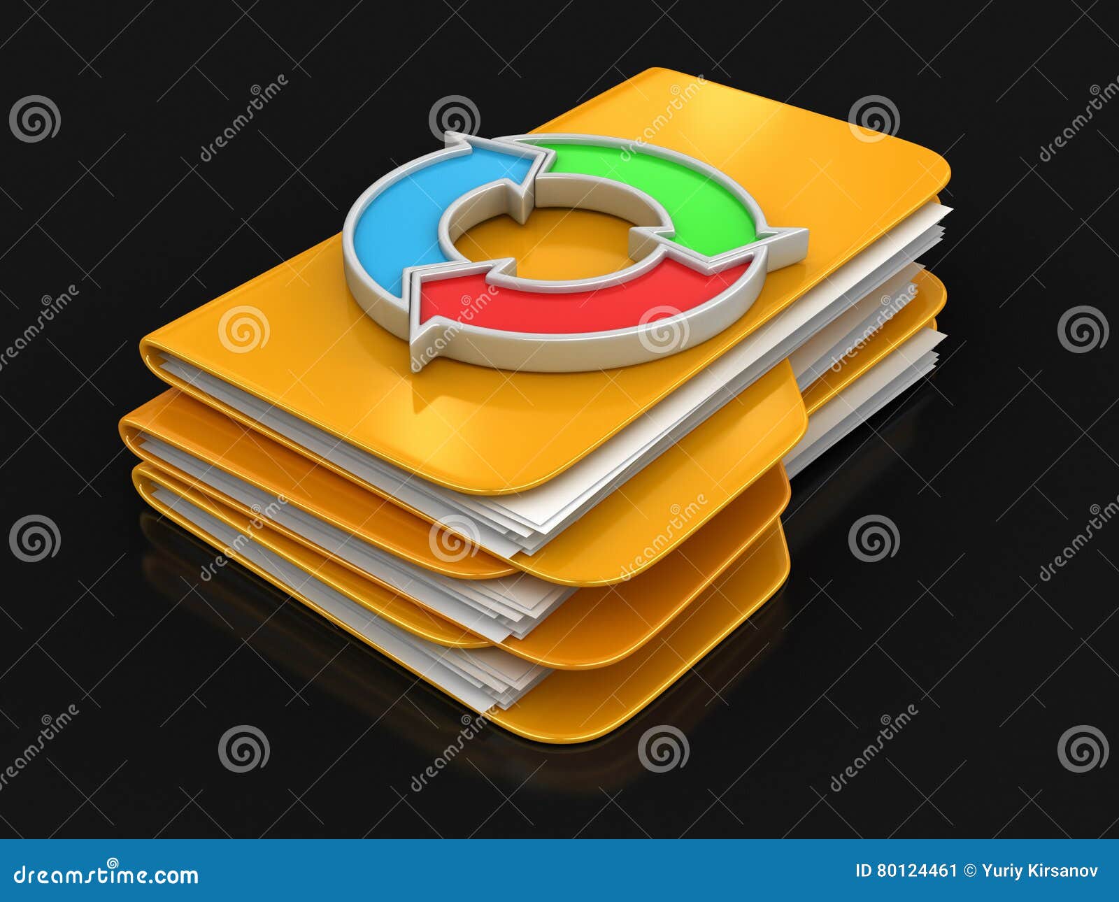 Folders and Files with Circular Graph Stock Illustration - Illustration ...