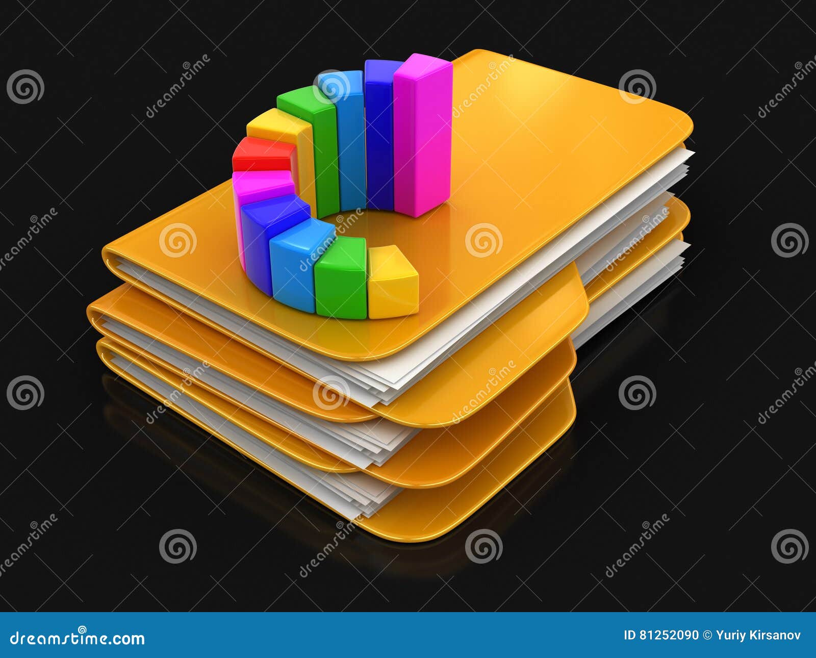 Folders and Files with Graph Stock Illustration - Illustration of ...