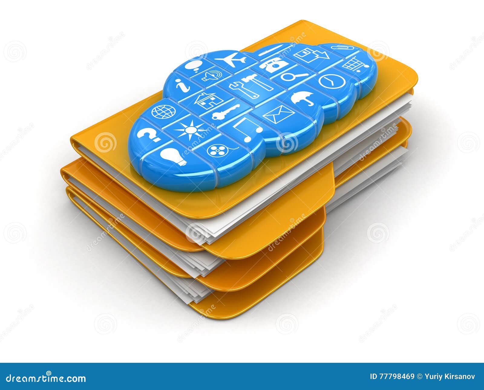Folders and Files with Pie Chart Stock Illustration - Illustration of ...