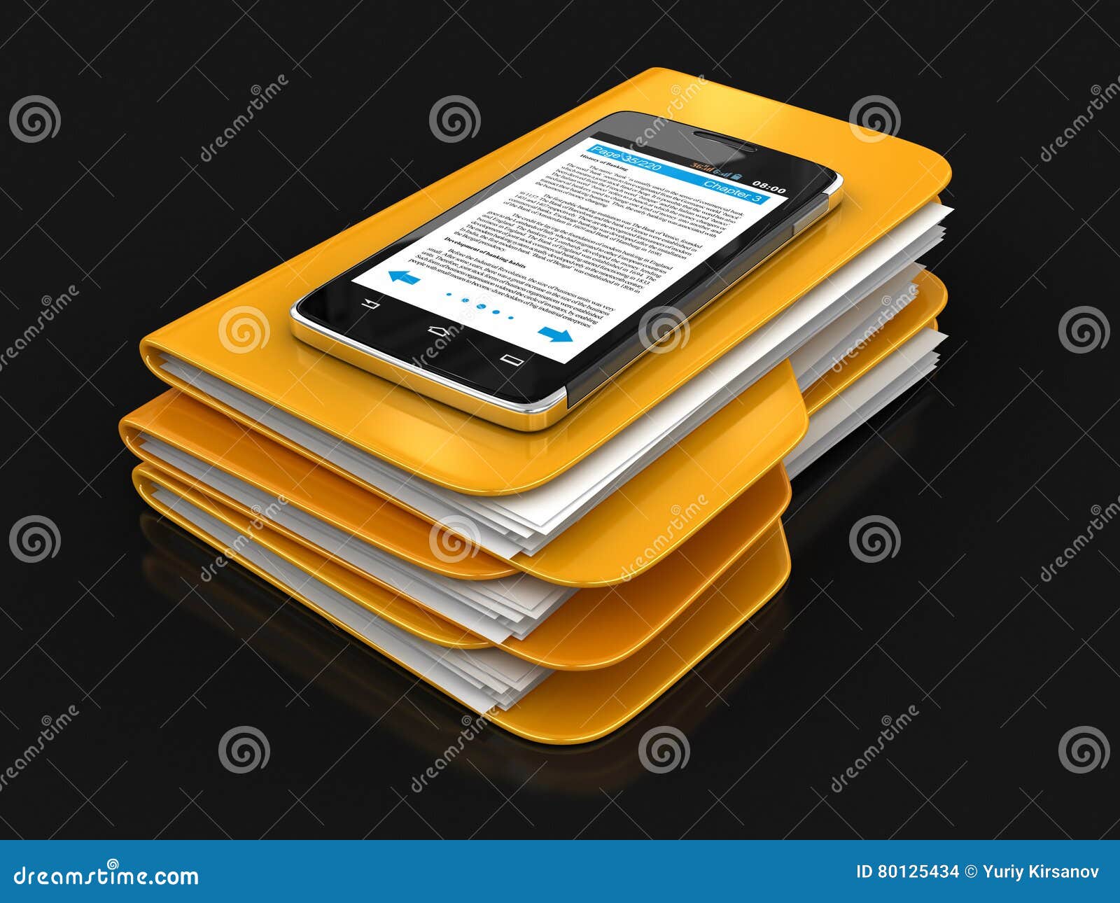 Folders and Files with Touchscreen Smartphone Stock Illustration ...