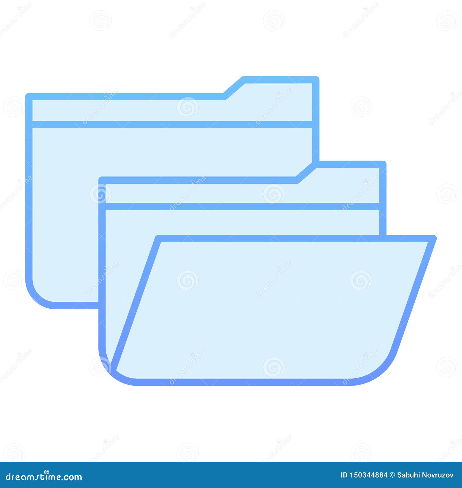 Folders Flat Icon. Two File Folders Blue Icons in Trendy Flat Style ...