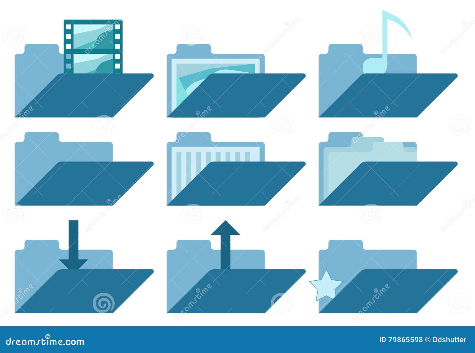 Folders Icon Set for Web Sites and User Interface. Opened Folder ...