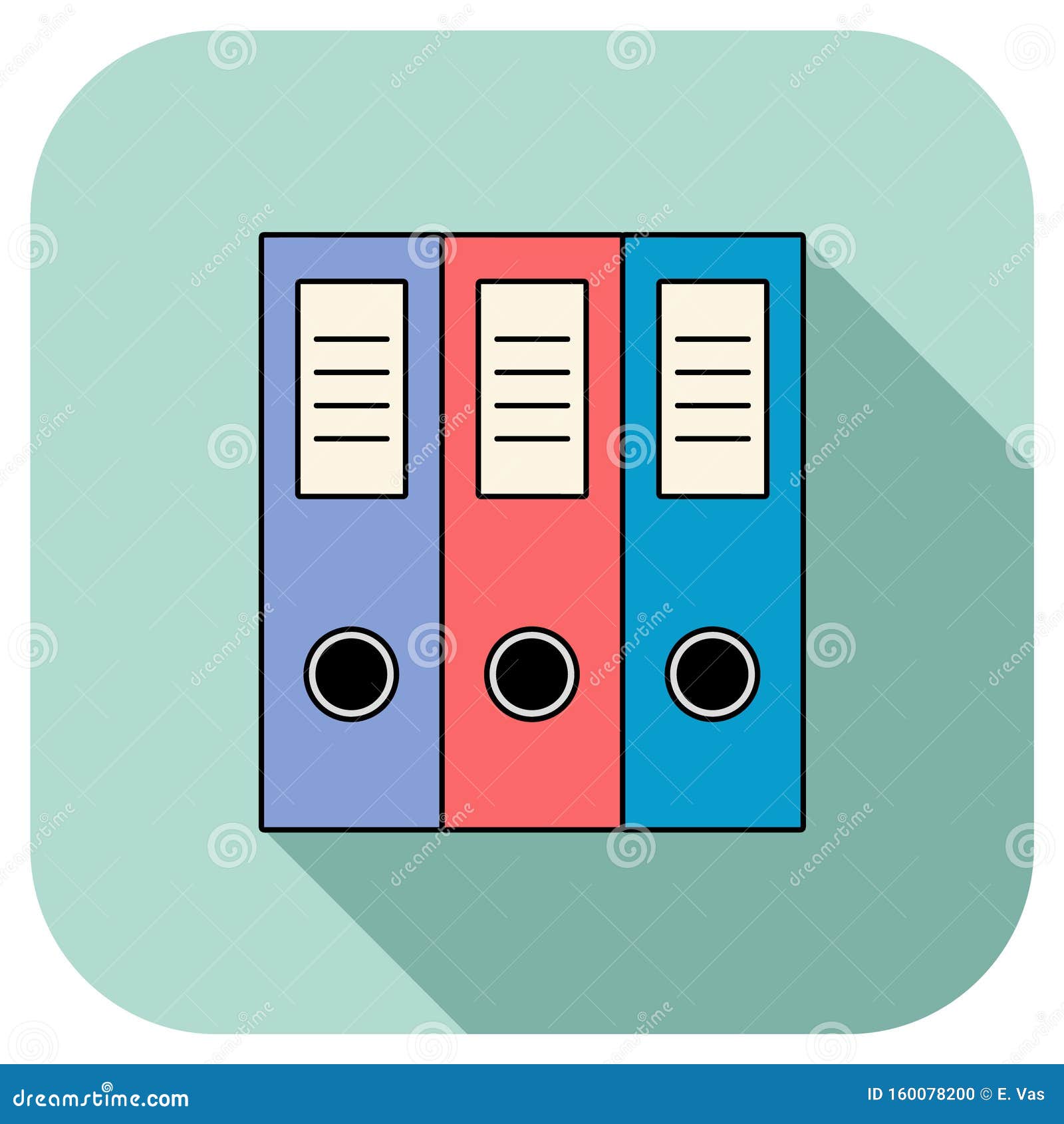 Folders Icon Vector in Flat Style with Black Outline Stock Vector ...