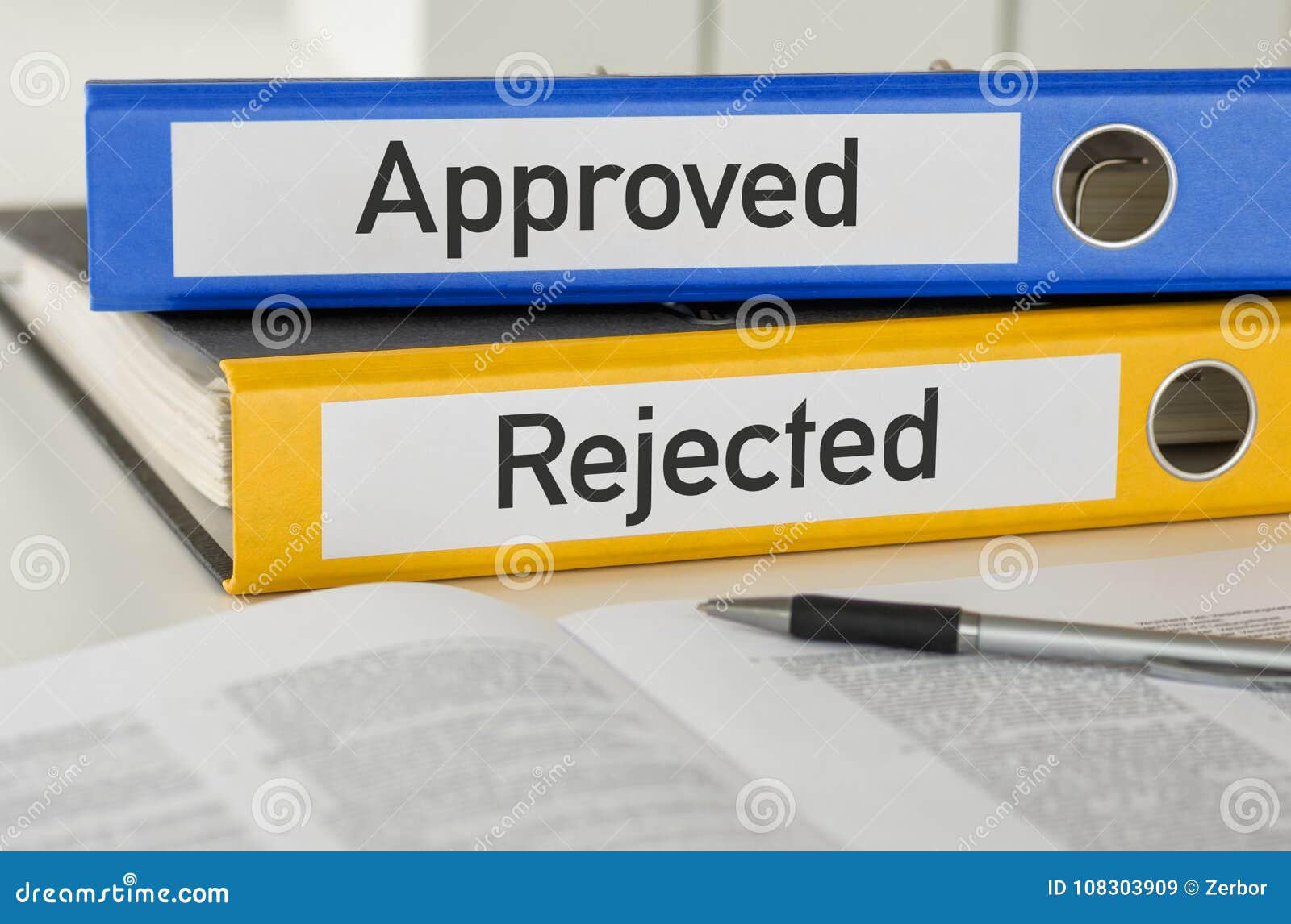 Folders with the Label Approved and Rejected Stock Image - Image of ...