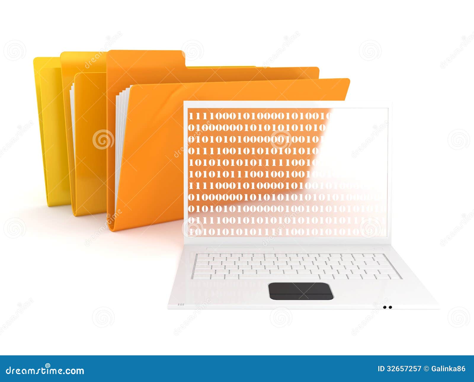 Folders and laptop stock illustration. Illustration of notebook - 32657257