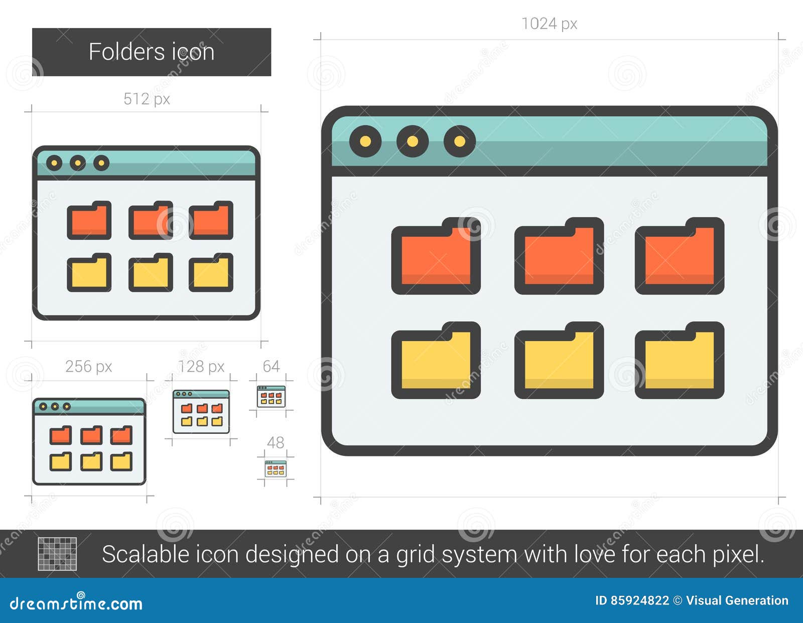 Folders line icon. stock vector. Illustration of online - 85924822