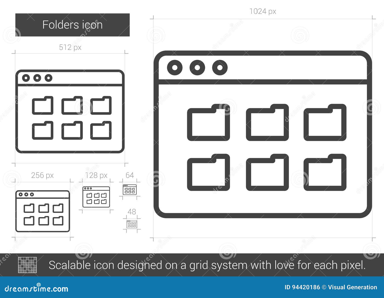 Folders line icon. stock vector. Illustration of archive - 94420186