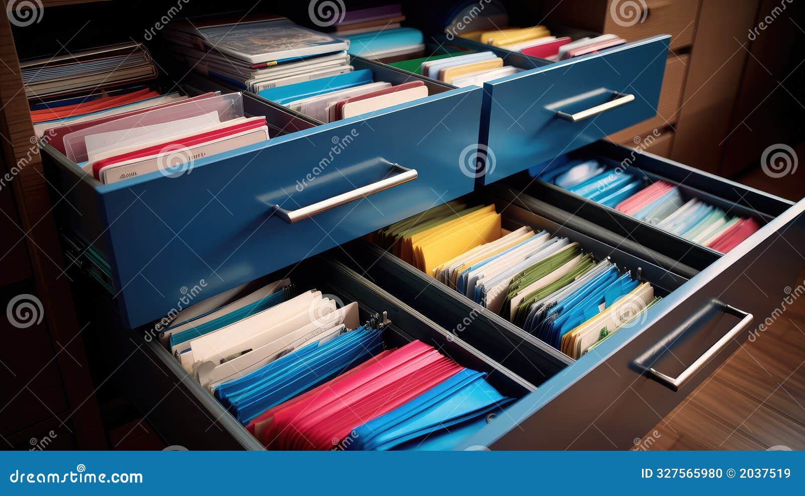 Folders open desk drawer stock illustration. Illustration of filing ...