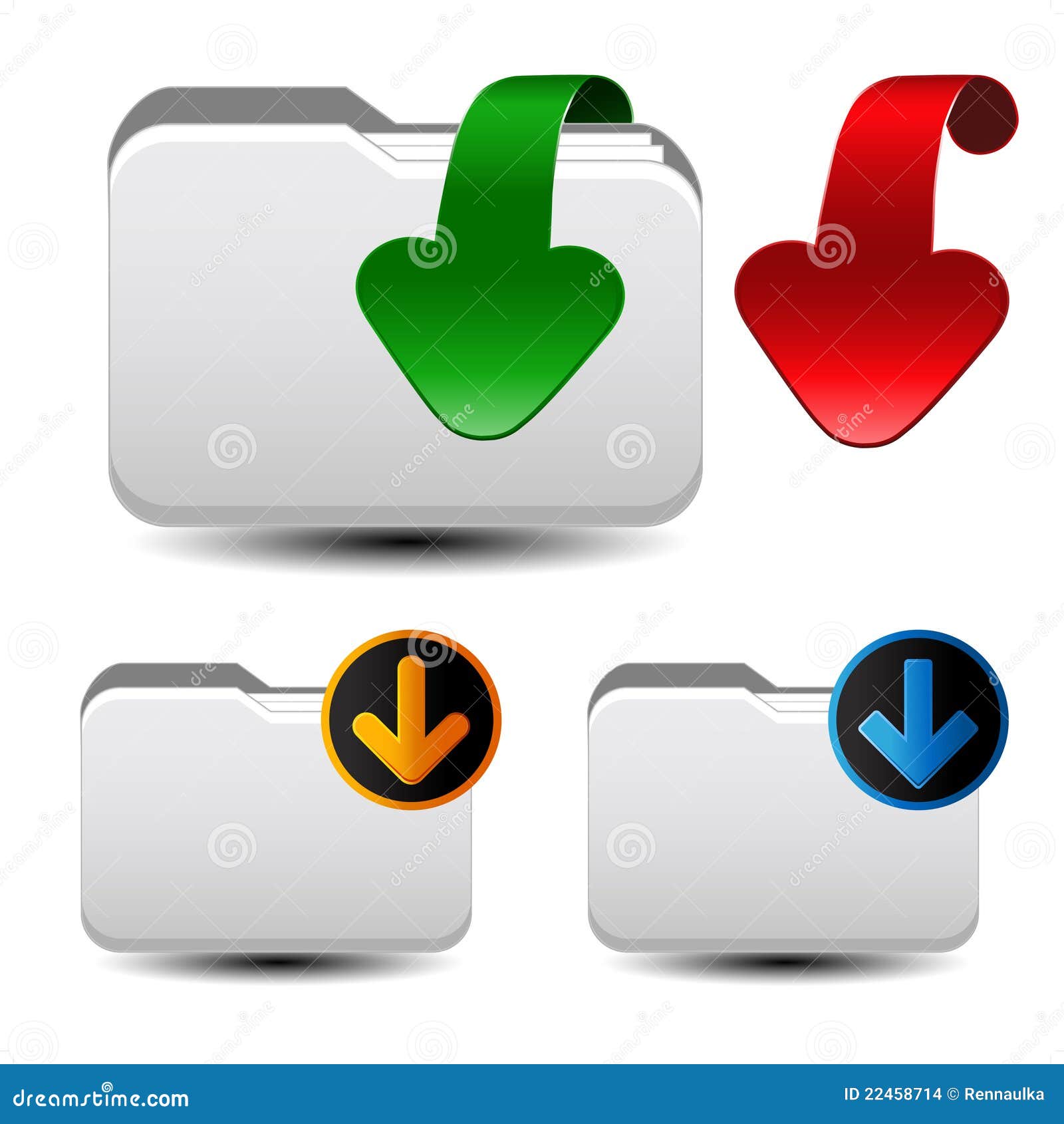 Folders With Paper Sheet And Download Arrow Vector Illustration ...