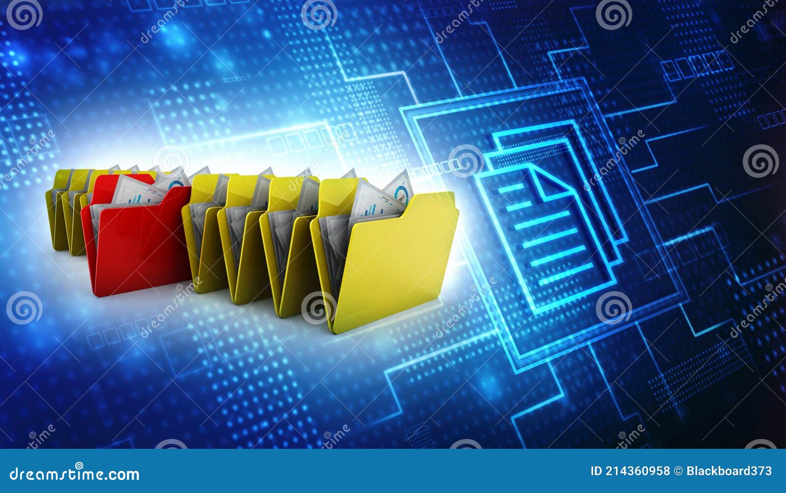 Folders With Paper On Technology Background Stock Photography ...