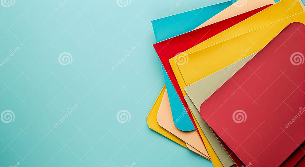 Folders of Papers Stacked on Top of Each Other, on a Colored Background ...