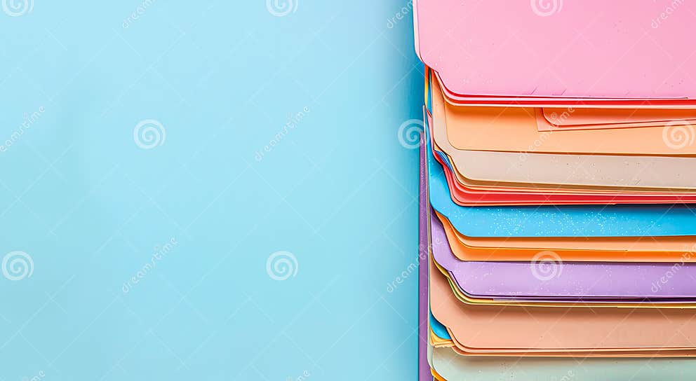 Folders of Papers Stacked on Top of Each Other, on a Colored Background ...
